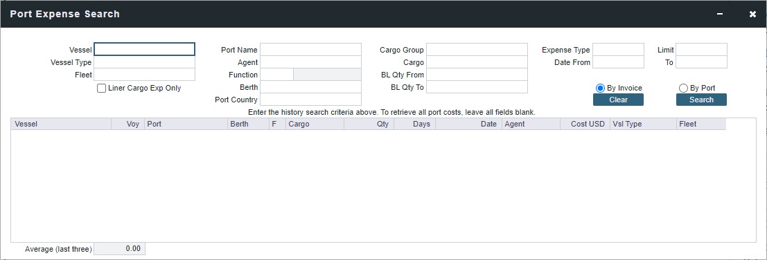 IMOS - Port Expense Search